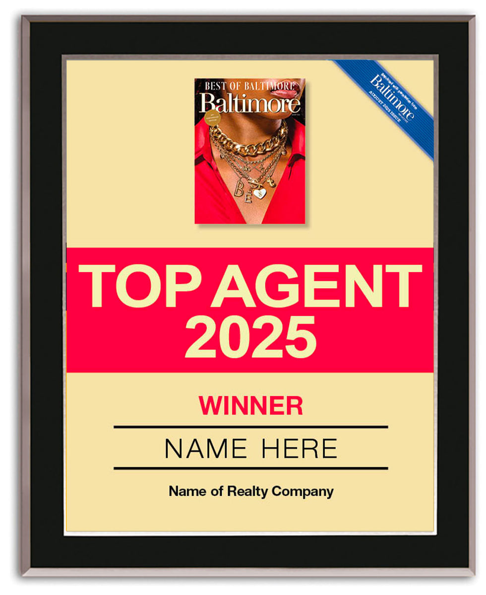 Top Agent 2025 Plaque – Baltimore Magazine