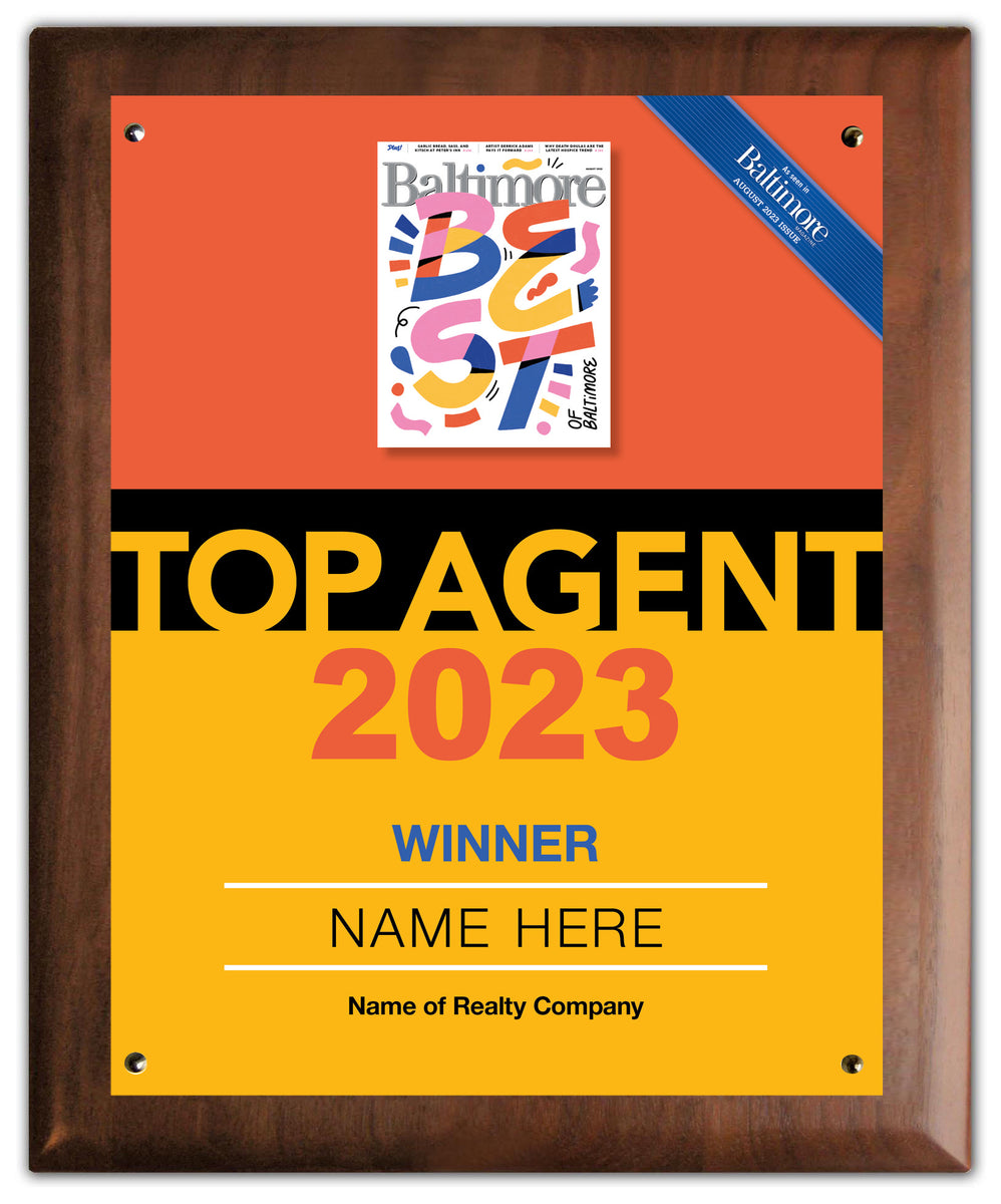 Top Agent 2023 Plaque – Baltimore Magazine